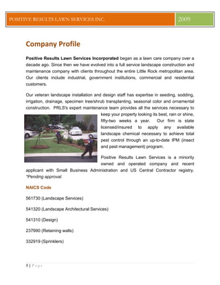 Positive Results Lawn Services Inc. - Company Capability Statement | PDF