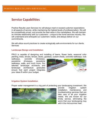 Positive Results Lawn Services Inc. - Company Capability Statement | PDF