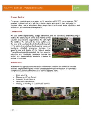 Positive Results Lawn Services Inc. - Company Capability Statement | PDF