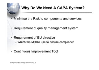CAPA & Change Control Breif overview of CAPA and Change Control | PDF