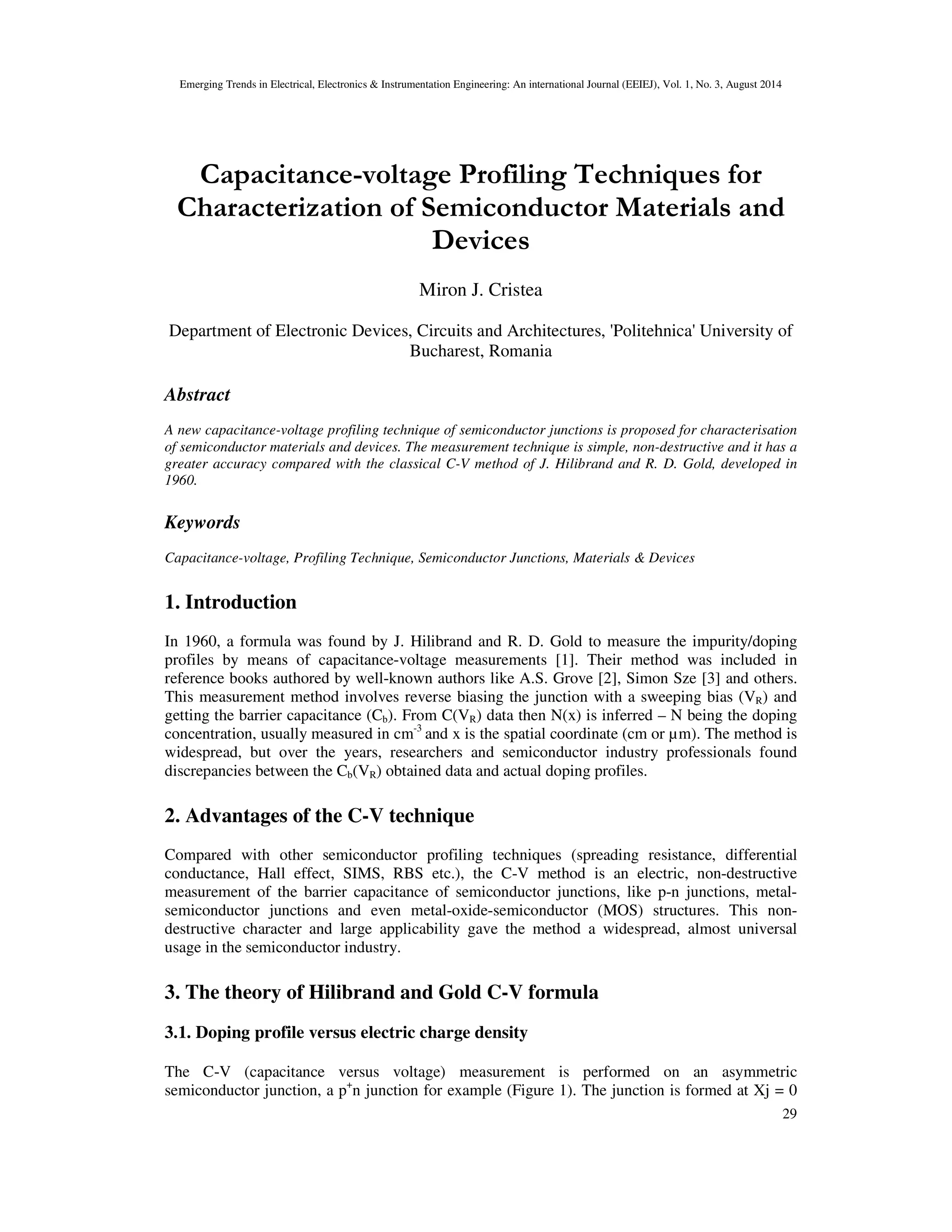 Capacitance-voltage Profiling Techniques for Characterization of ...
