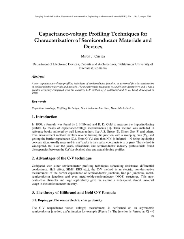 Capacitance-voltage Profiling Techniques for Characterization of Semiconductor Materials and ...