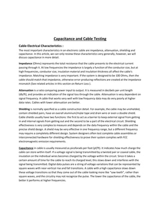 Capacitance and Cable Testing | PDF