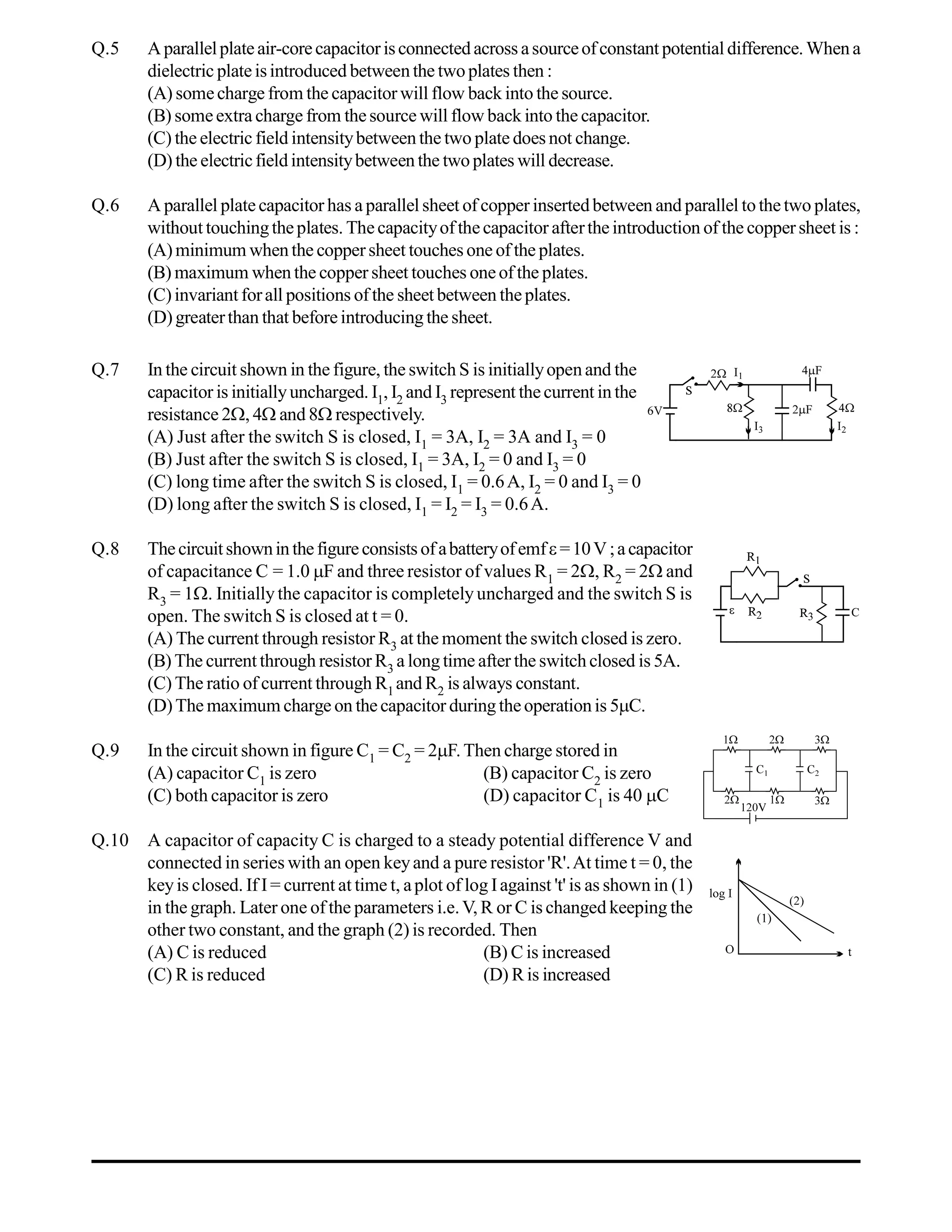 Capacitance jee assignment | PDF