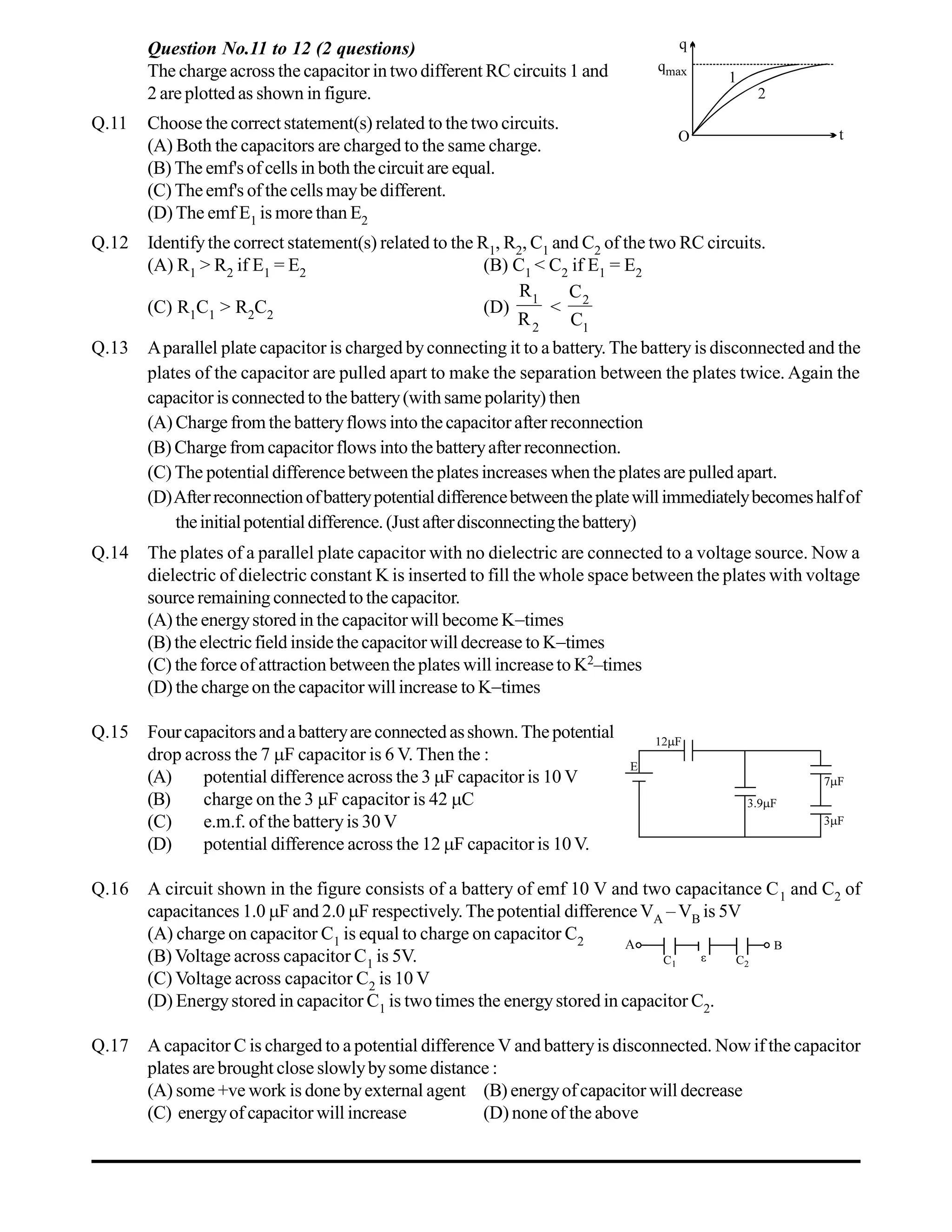 Capacitance jee assignment | PDF