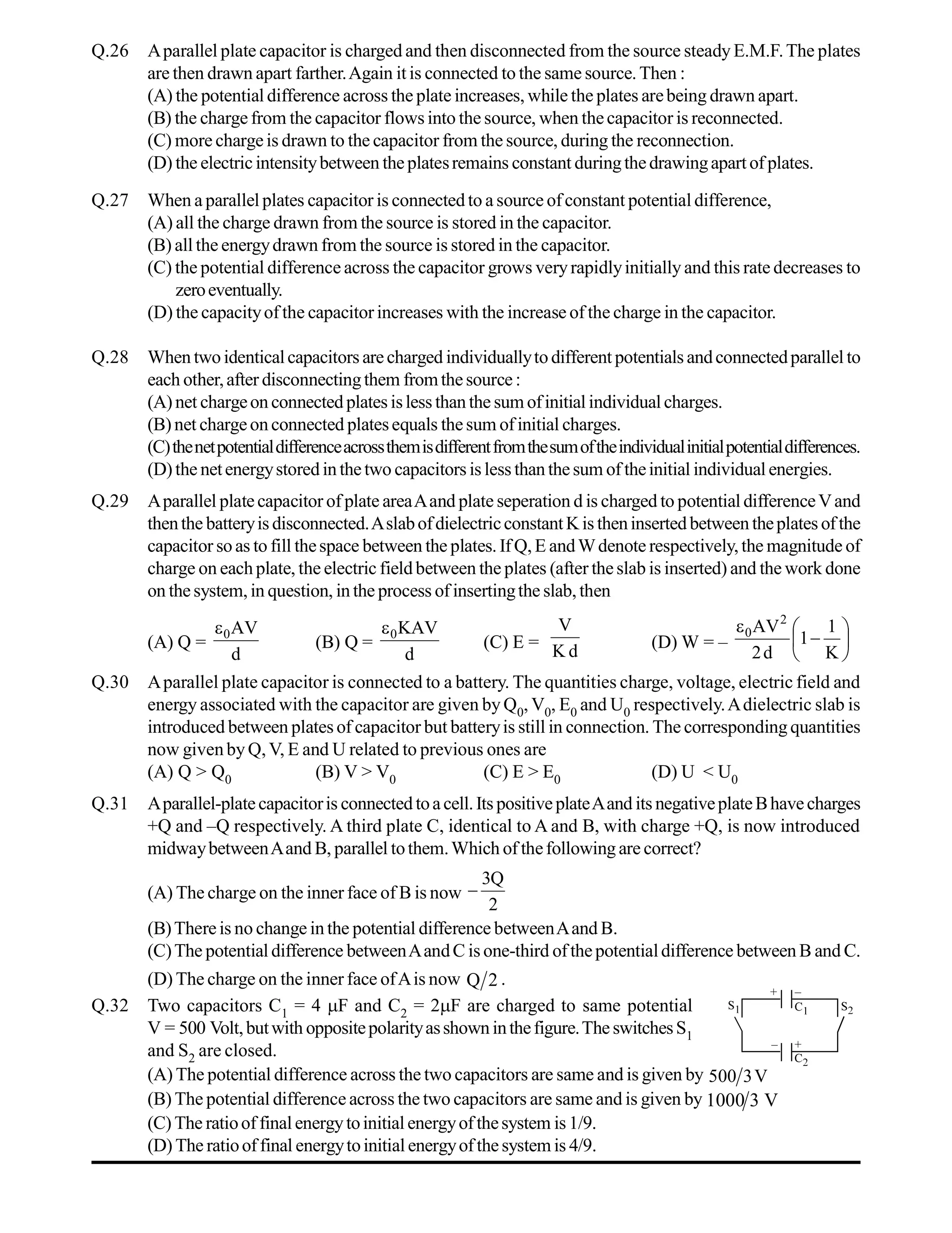 Capacitance jee assignment | PDF
