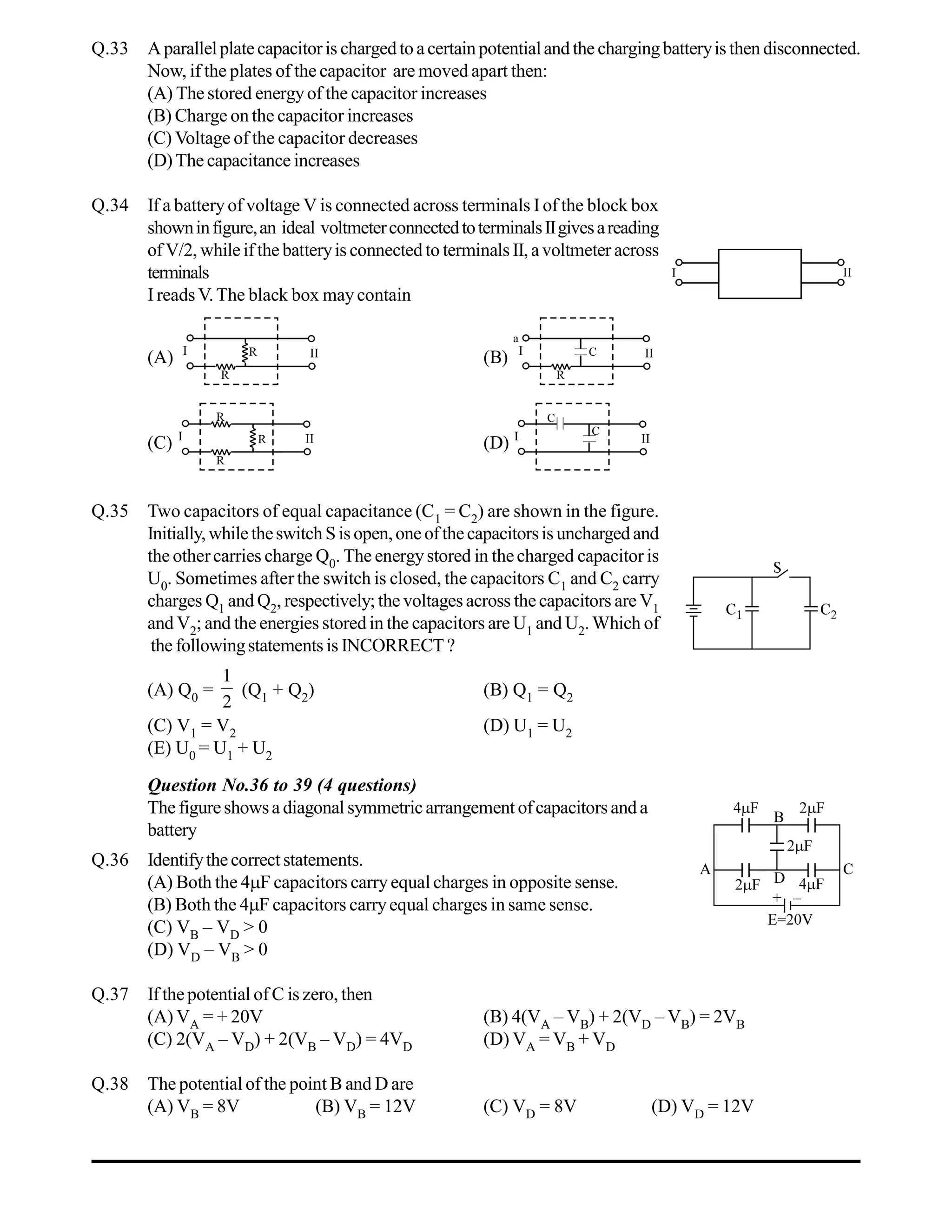 Capacitance jee assignment | PDF