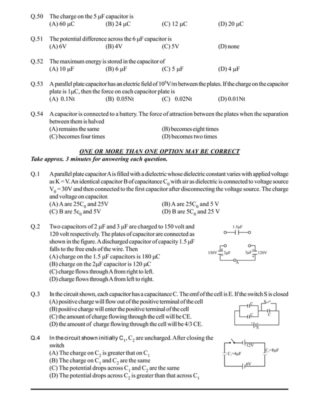 Capacitance jee assignment | PDF