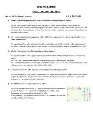 Capacitance of the cables | DOCX