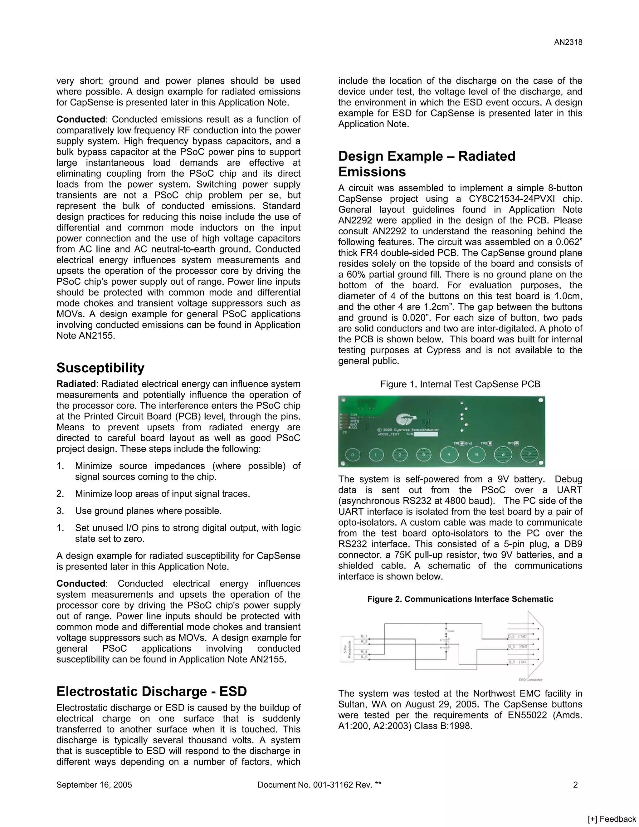 Capacitance Sensing - EMC Design Considerations for PSoC CapSense Applications | PDF