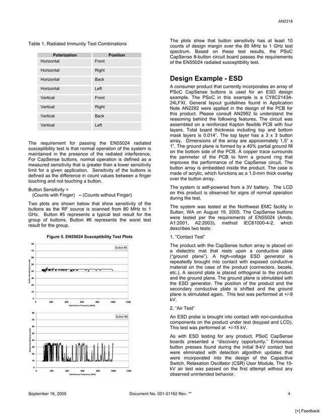 Capacitance Sensing - EMC Design Considerations for PSoC CapSense Applications | PDF
