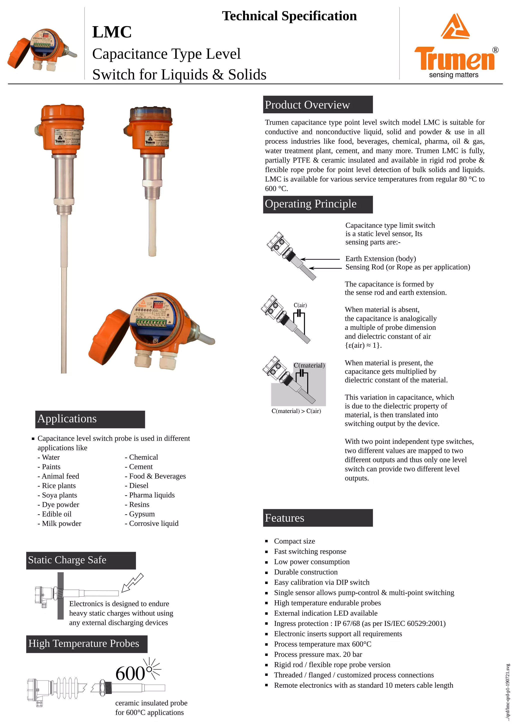Capacitance Type Level Switch Manufacturers in Indiia | PDF