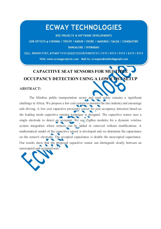 Capacitive Seat Sensors For Multiple Occupancy Detection Using A Low Cost Setup