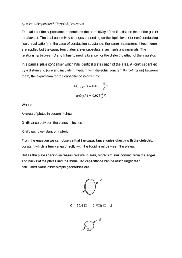 Capacitive sensor | DOCX | Chemistry | Science