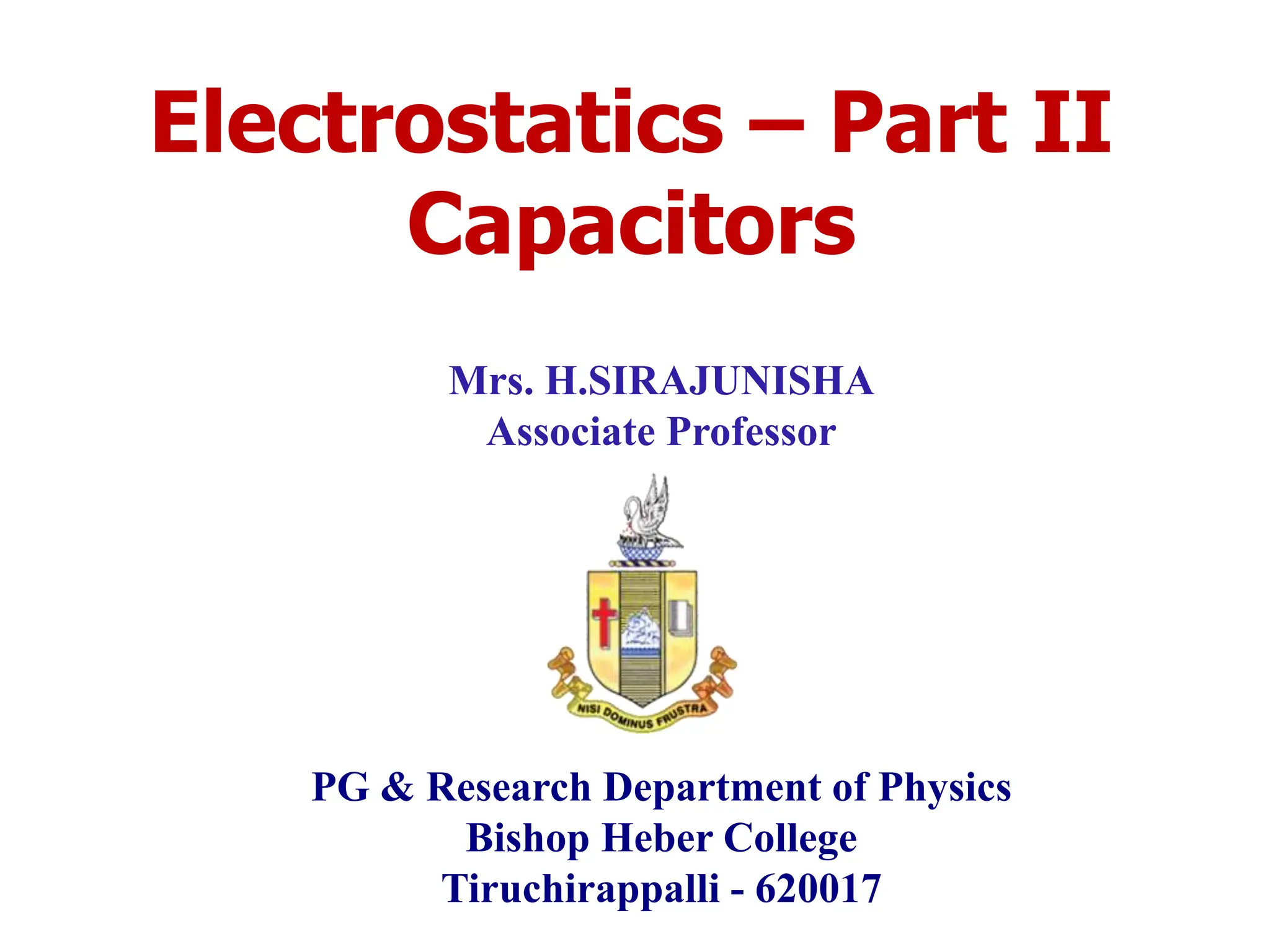 Capacitor: Principle and Types of Capacitors | PPT