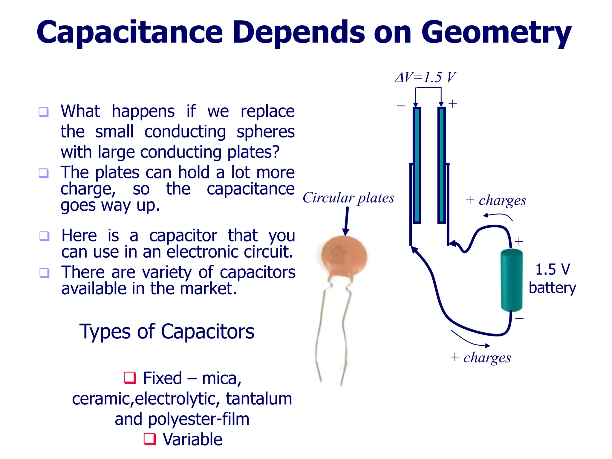 Capacitor: Principle and Types of Capacitors | PPT