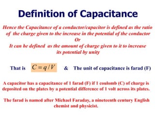 Capacitor: Principle and Types of Capacitors | PPT