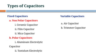 Basic Electrical Components-Capacitor basics & Types | PPTX