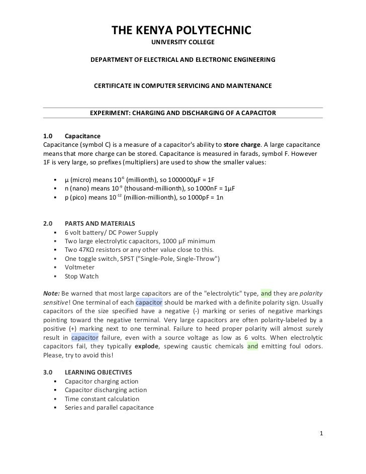 Capacitor experiment