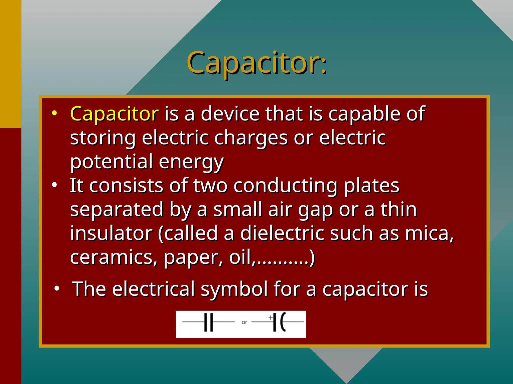 Introduction to Capacitor power point .. | PPT