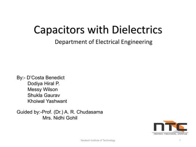 Capacitors with Dielectrics final.ppt | Chemistry | Science