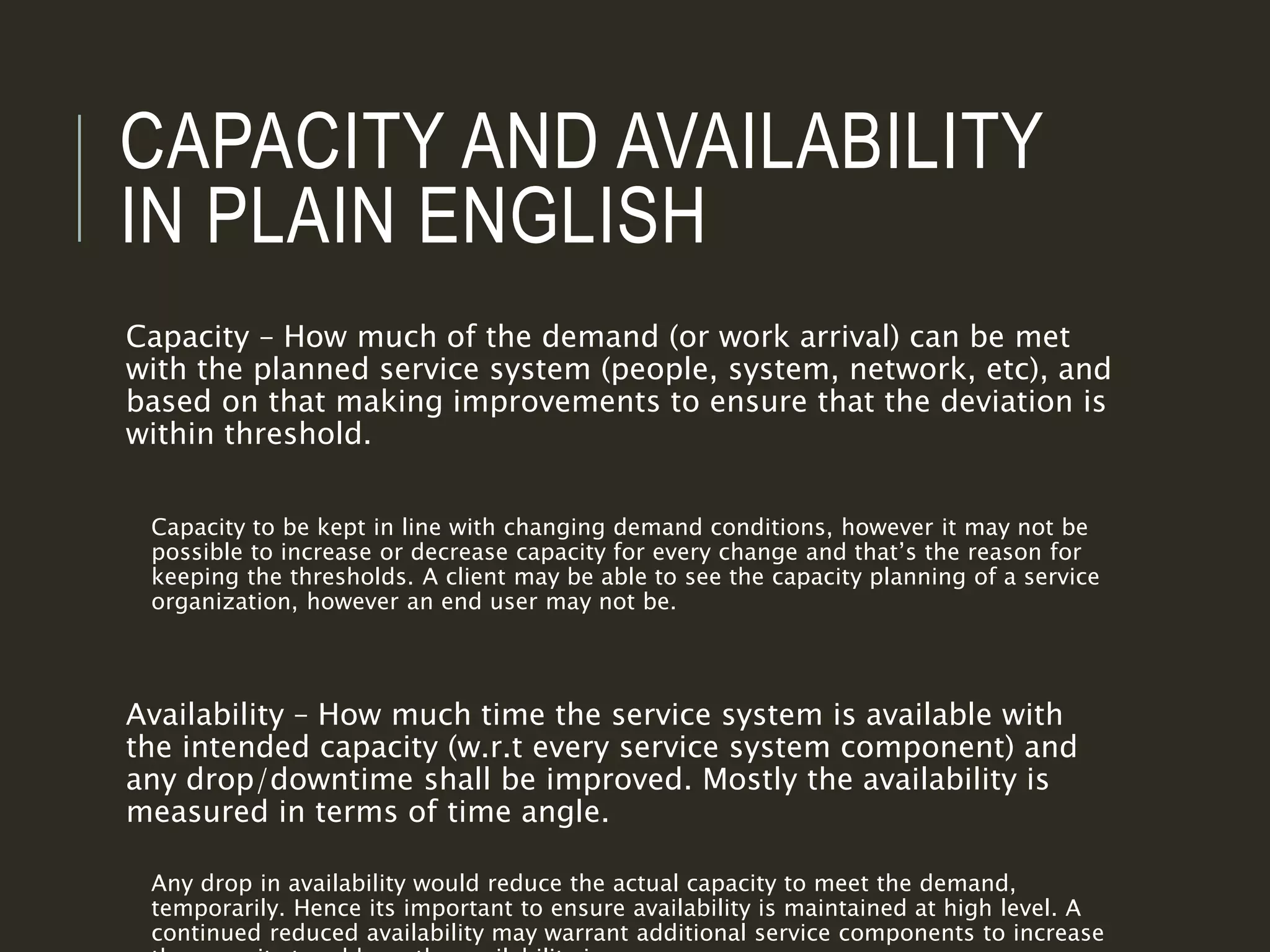 Capacity and availability management (CMMI SVC 1.3 PA) Explained | PPTX