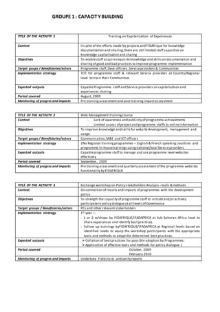 Action Plan WCA - Capacity Building | DOC