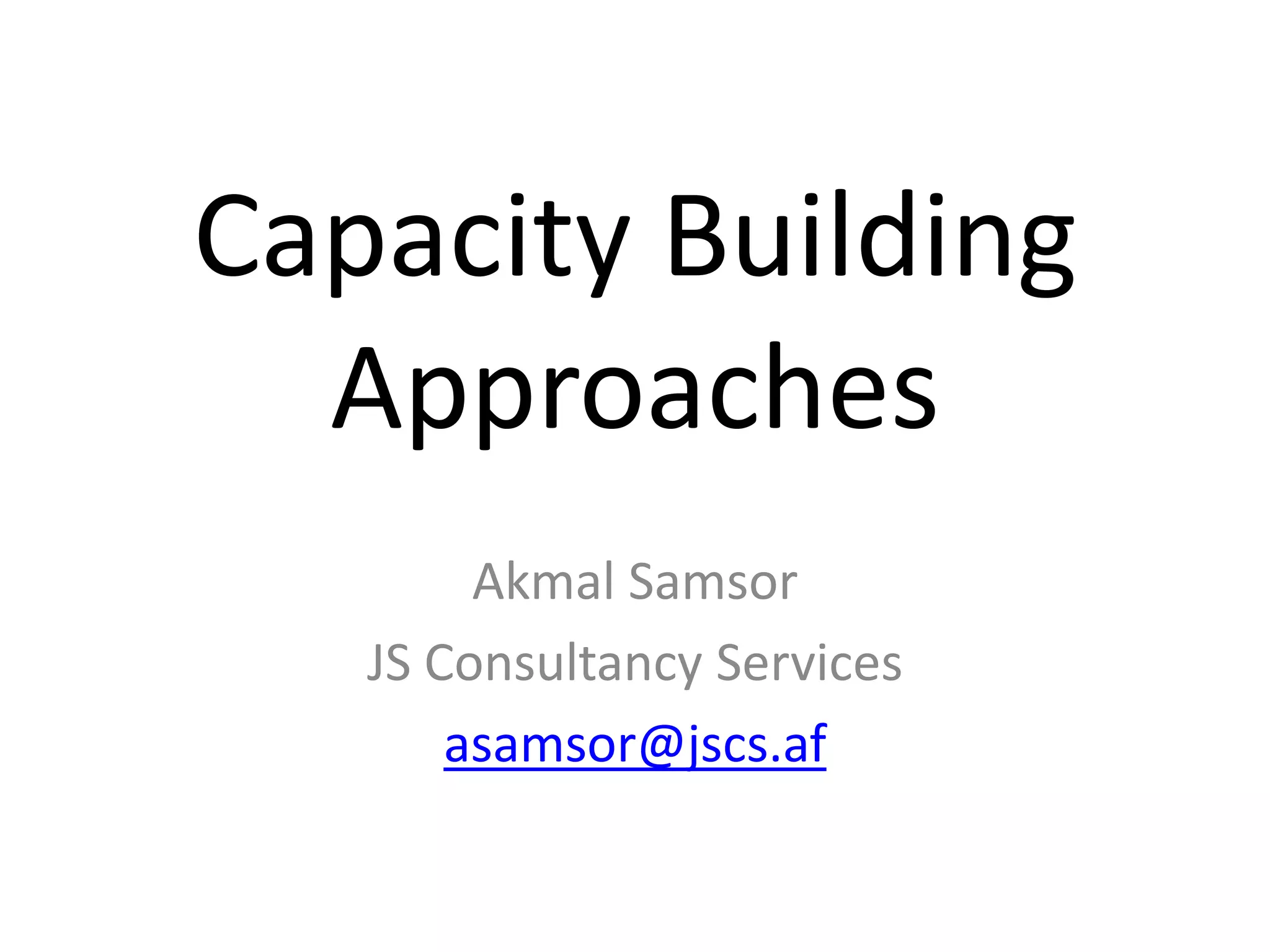 Capacity Building Approaches-Afghanistan | PPT