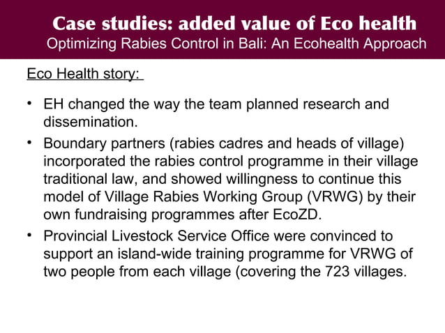 A decade of capacity building on Ecohealth/One Health in Southeast Asia ...