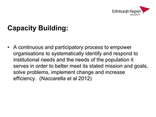 Capacity building in health and social care | PPTX