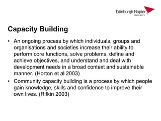 Capacity building in health and social care | PPTX