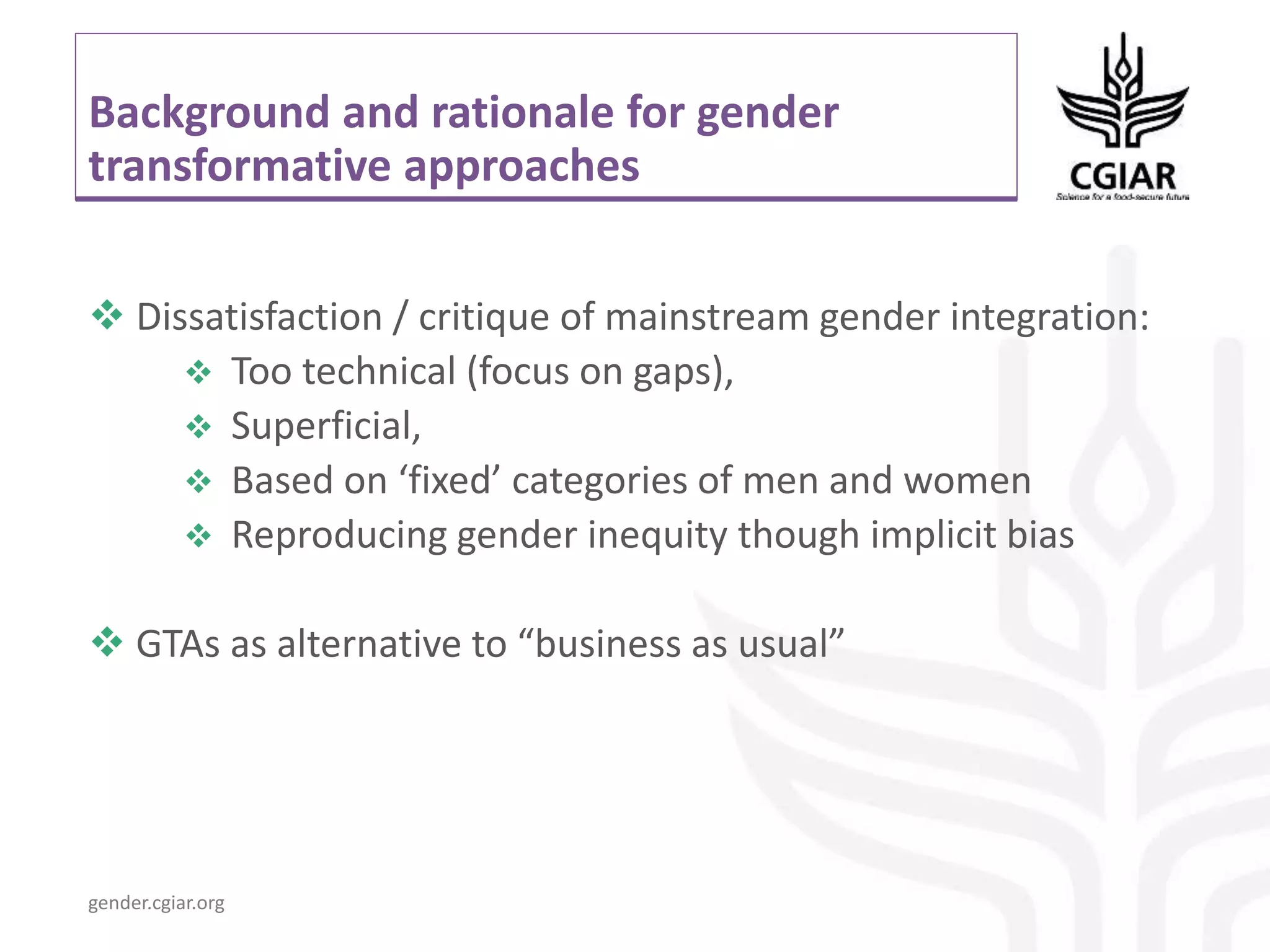 Gender Transformative Approaches In Agriculture Pptx Car Culture