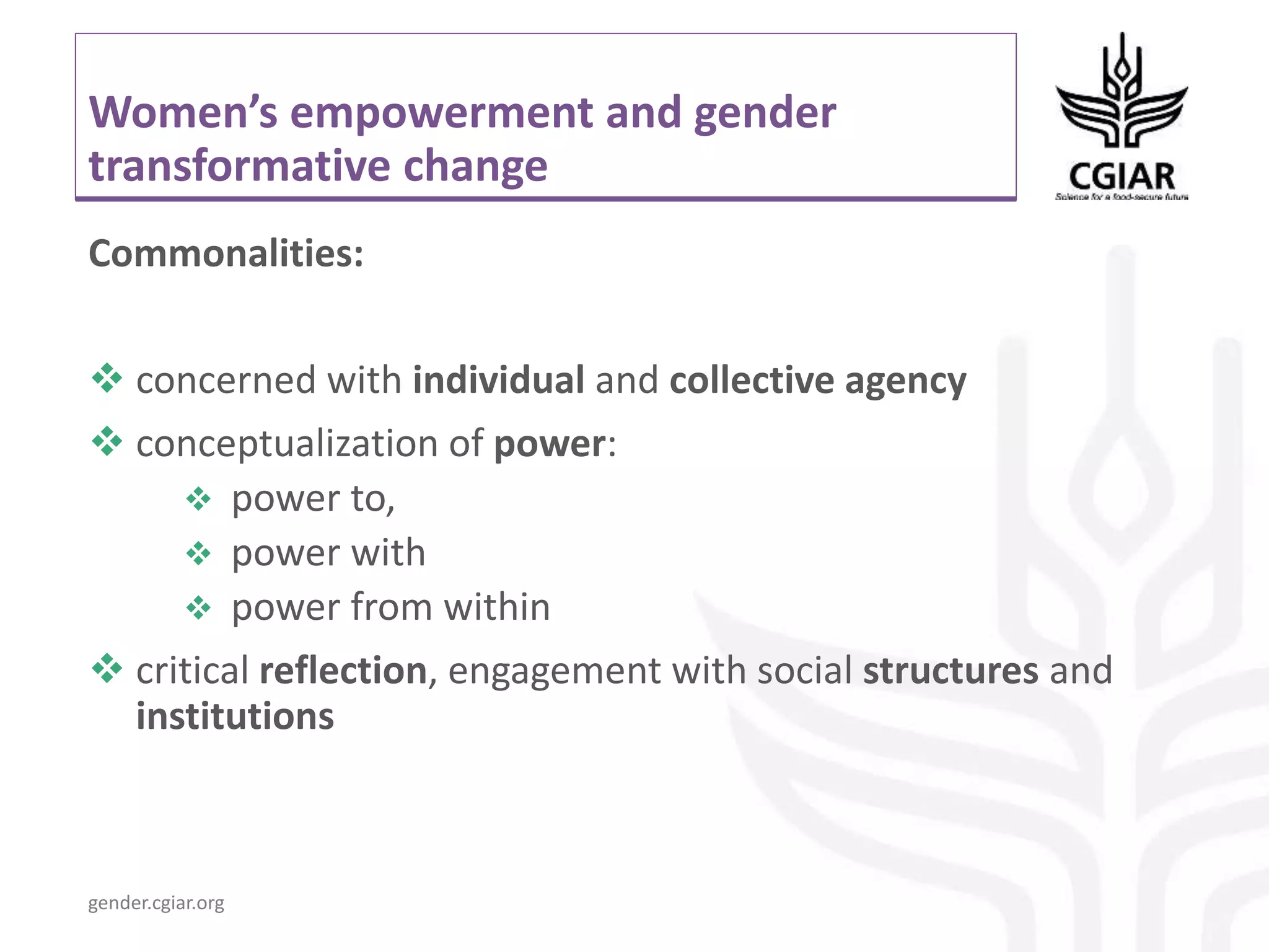 Gender Transformative Approaches In Agriculture Ppt