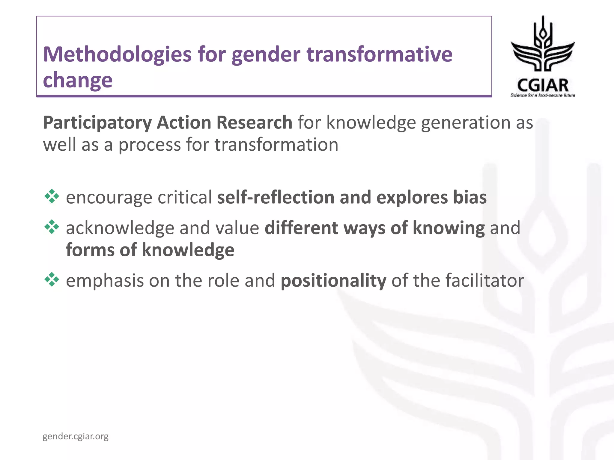 Gender transformative approaches in agriculture | PPTX