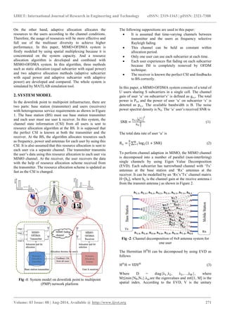 Capacity improvement of mimo ofdma system using adaptive resource allocation algorithm | PDF