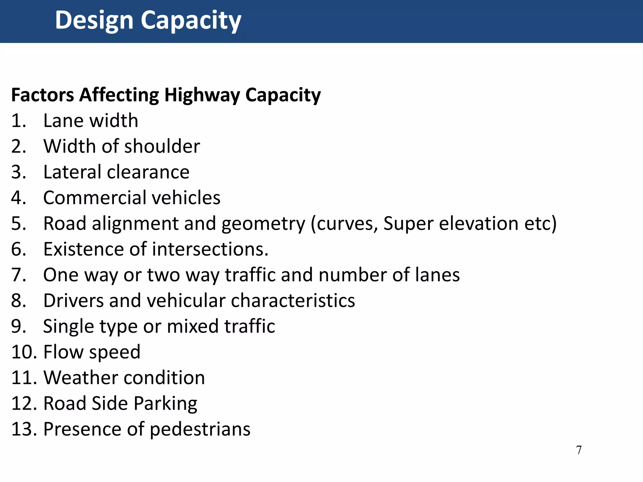 Capacity & level of service (transportation engineering) | PPTX