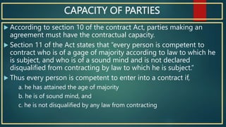 Capacity of Parties to a contract - Essentials of a valid contract | PPTX