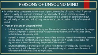 Capacity of Parties to a contract - Essentials of a valid contract | PPTX
