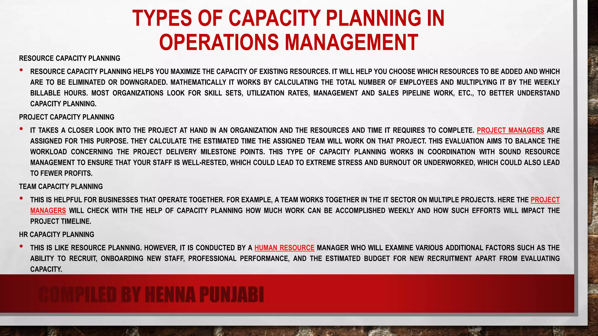capacity planning.pptx | Business | Business and Finance