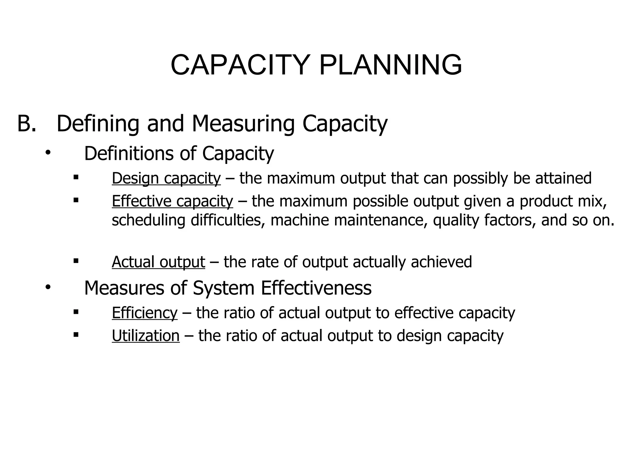 Process selection and capacity planning | PPT