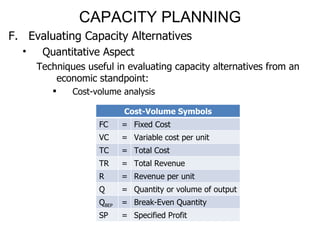 Process selection and capacity planning | PPT