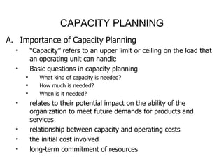Process selection and capacity planning | PPT