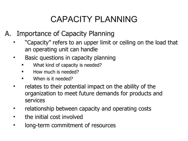 Process selection and capacity planning | PPT | Business Accounting ...