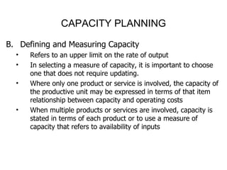 Process selection and capacity planning | PPT