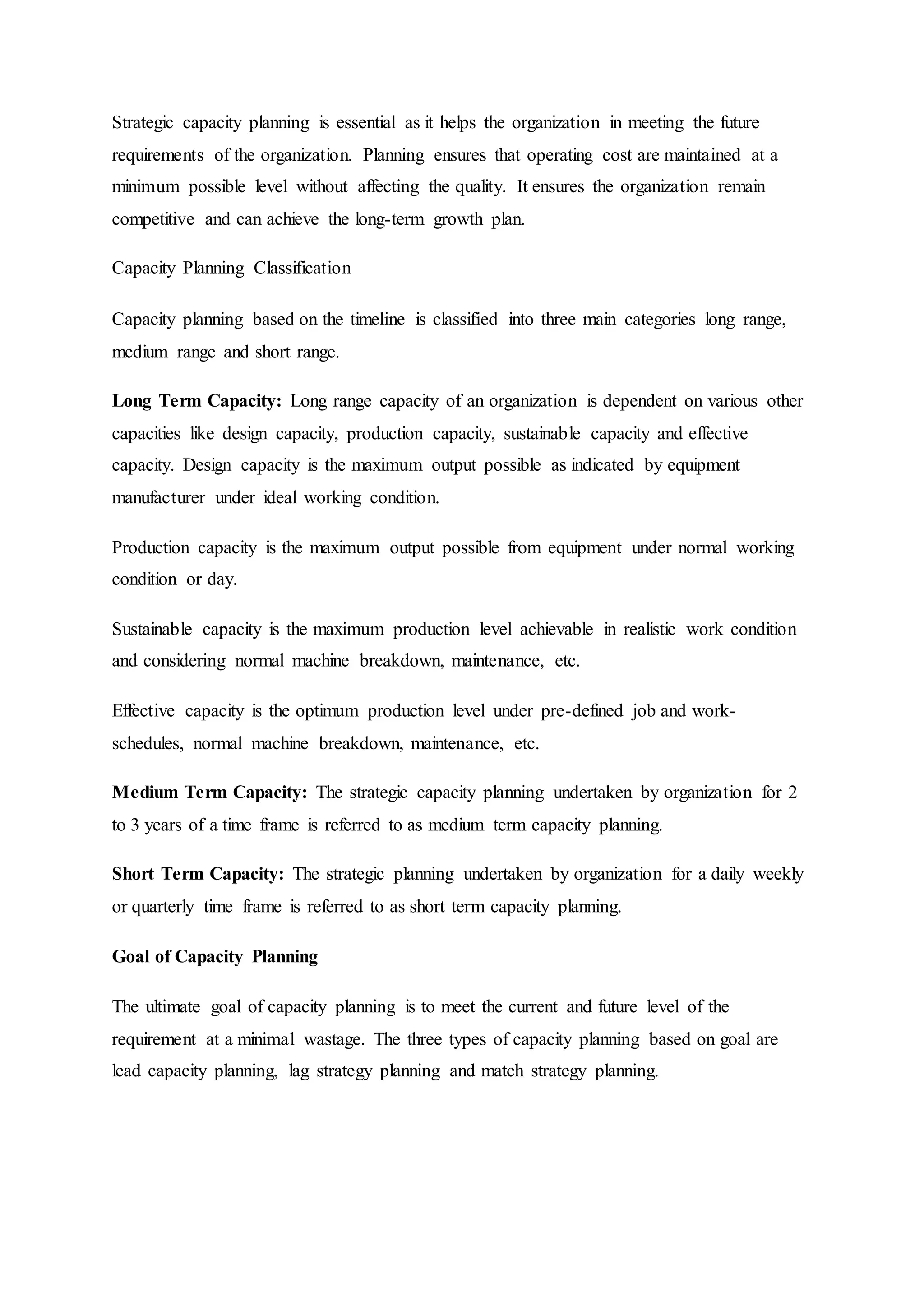 Capacity planning chapter 8 | DOCX