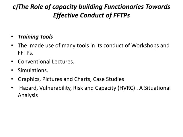CAPACITY BUILDING IN DISASTER MANAGEMENT | PPTX | First Aid | Injuries