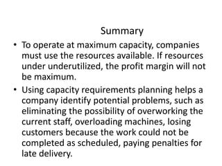 Capacity requirement planning sure 12mt07ind019 | PPT