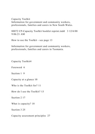 Capacity ToolkitWhat is ‘capacity’ How do I decide whethe.docx