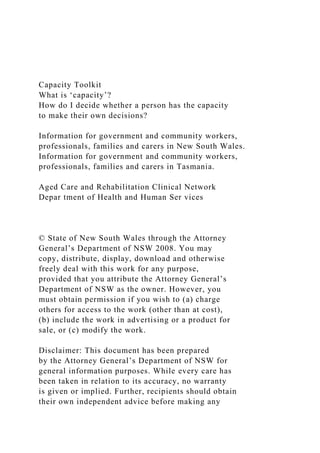 Capacity ToolkitWhat is ‘capacity’ How do I decide whethe.docx