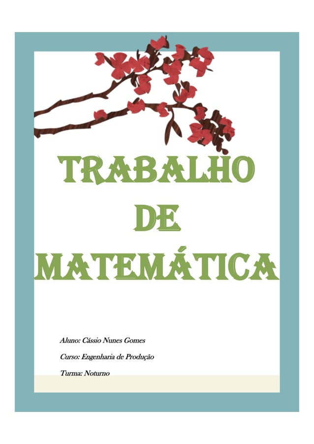 Capa de trabalho de matematica | PDF